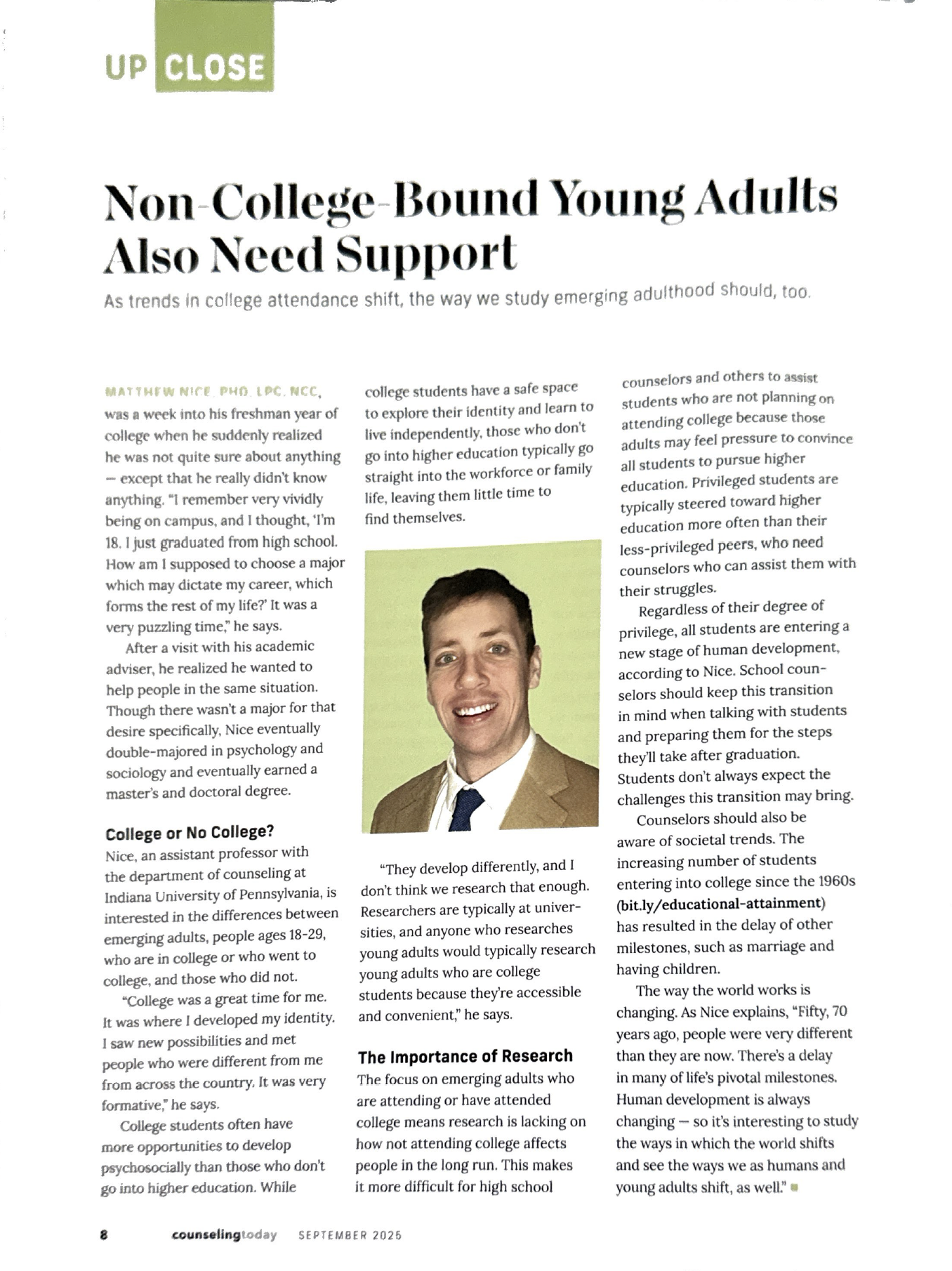 Nice Interviewed in Counseling Today Magazine - Department of ...